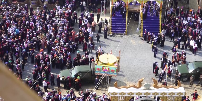 Religious Ceremony: Hoisting the Diamond Orb and Golden Umbrella ...