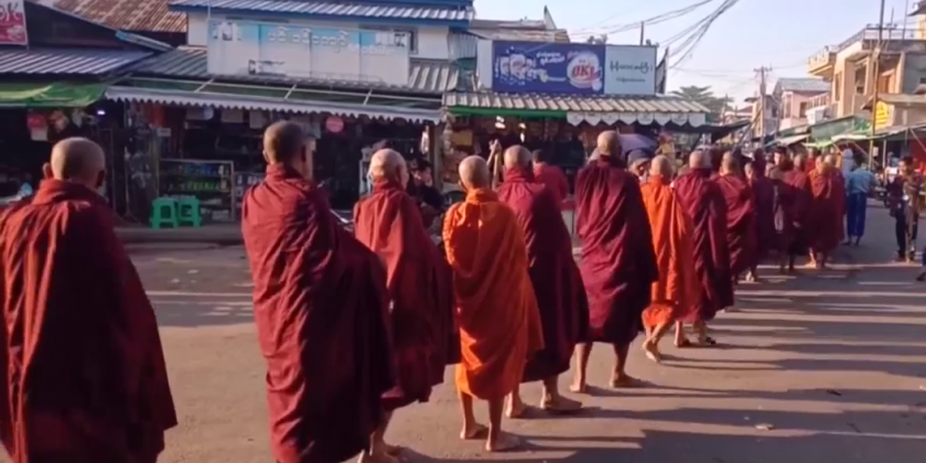 New Year Donation: Rice and offertories donated to monks and nuns in ...
