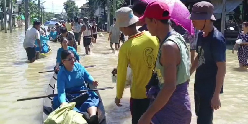 Flood in Bago: Providing cash and food items for the flood-affected ...