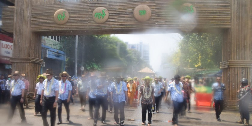 Walking Thingyan: Celebration along Maha Bandhula Road in downtown ...