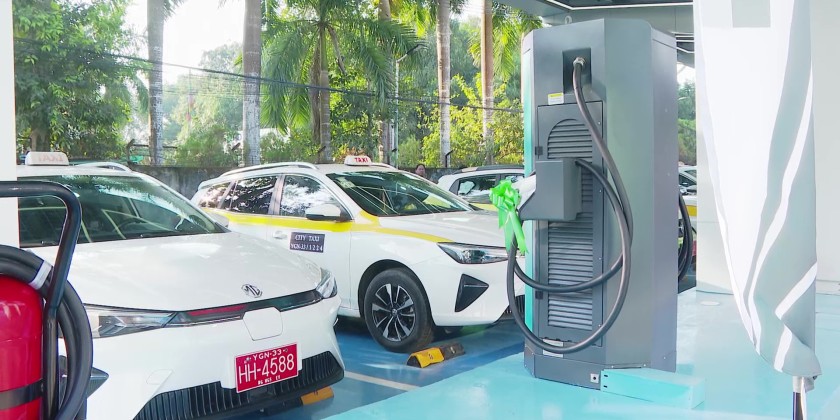 Opening Ceremony : Myanmar’s first solar-powered EV charging station ...