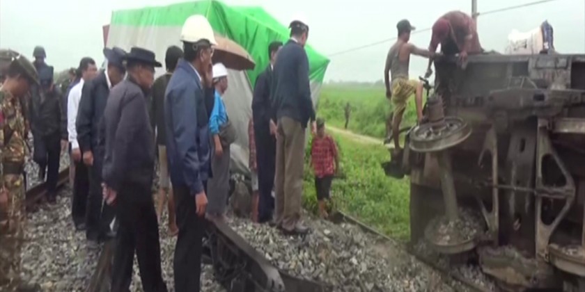 Terrorist Attack: Cargo Train Derailed by Mine Blast | Myanmar ...