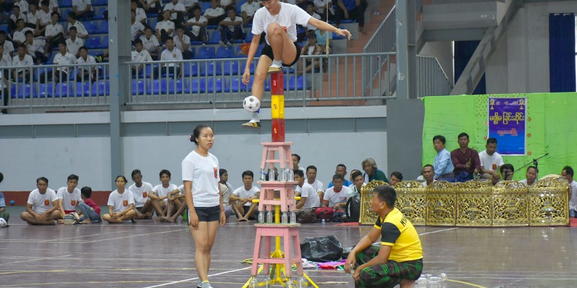 Chinlone Demonstration: 70th anniversary of Myanmar Chinlone Federation ...