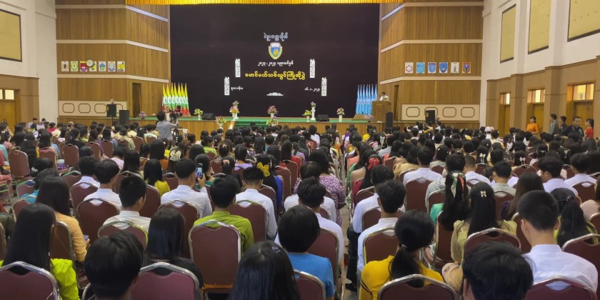 Fresher Welcoming :Bago CM met the fresher students at Bago University ...