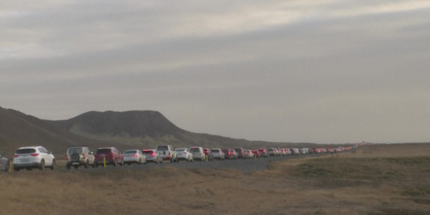 Cars queue in southwest Iceland with volcanic eruption expected ...
