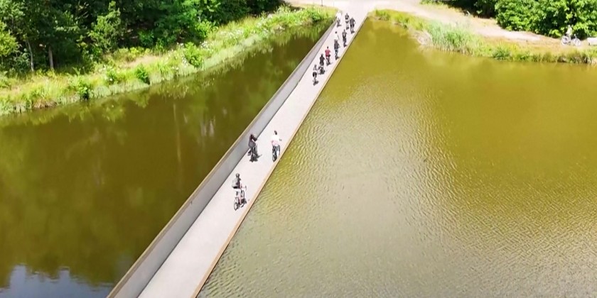 The bike path through two ponds in northern Belgium | Myanmar ...