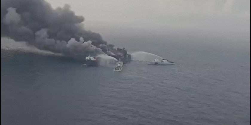 Indian ships douse fire on Singapore-flagged container ship | Myanmar ...
