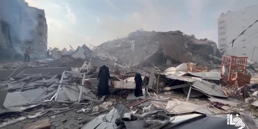 Landmark Gaza Strip tower reduced to rubble after Israeli airstrikes ...