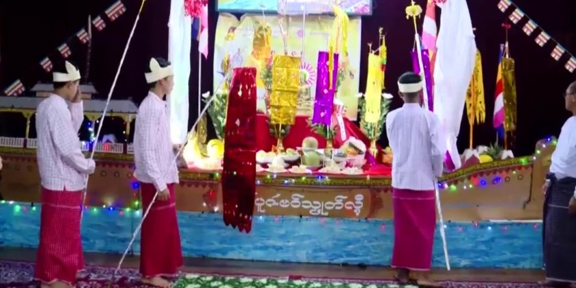 Traditional Custom of Mon People Alms food offering held on Tawthalin ...