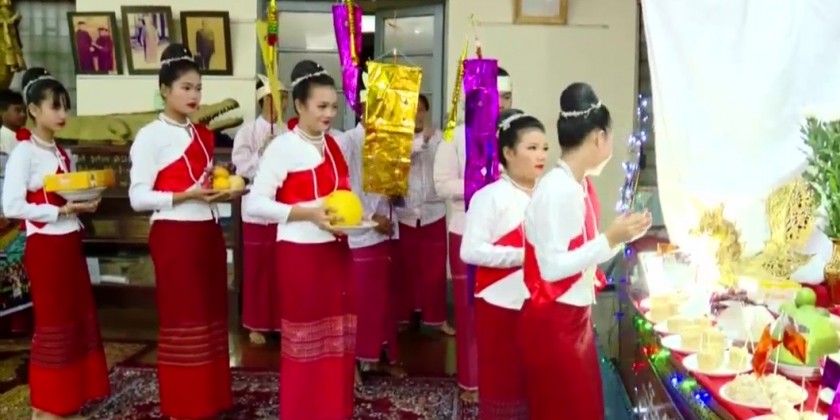 Traditional Custom of Mon People Alms food offering held on Tawthalin ...