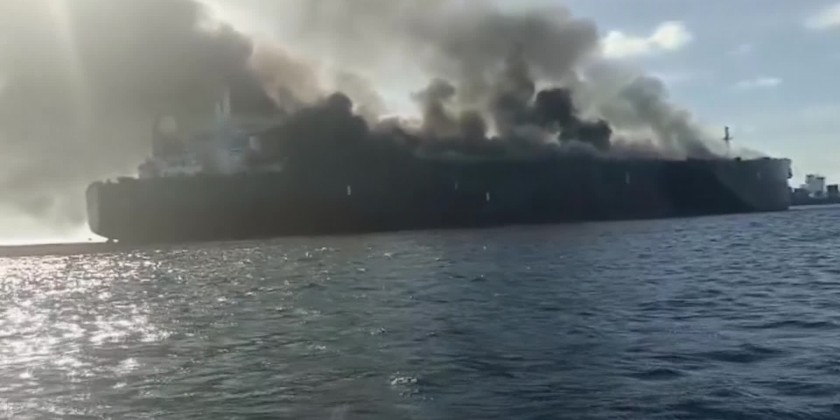 Tanker on fire off Malaysia coast | Myanmar International TV