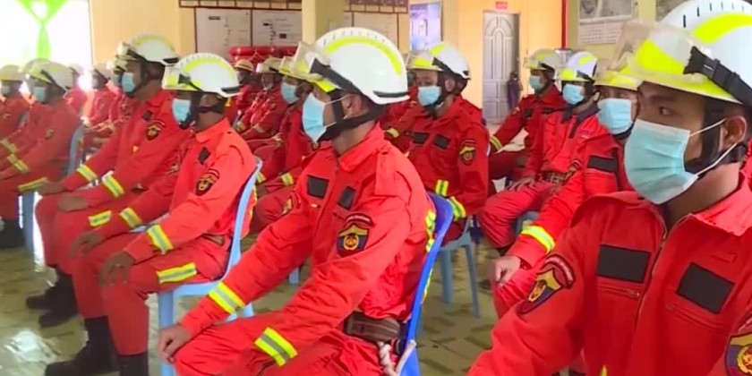 Rehabilitation for cyclone-hit areas: Fire Brigade members from Bago ...