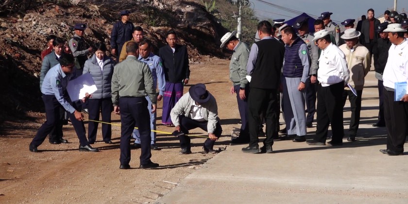 Inspection of Road Paving: Shan State CM inspected concrete road paving ...