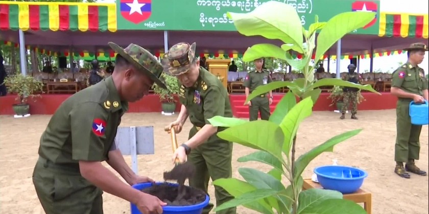 Tree Planting Ceremony: Senior General plants teak sapling during the ...