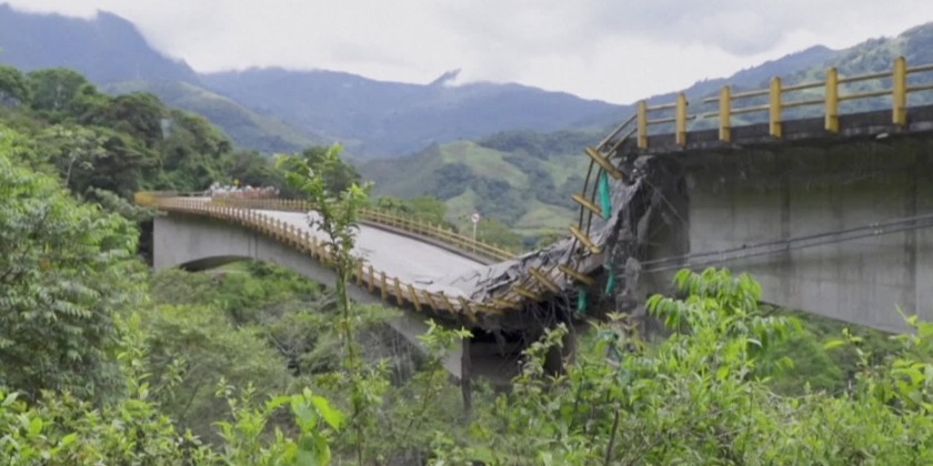 Colombia's transport minister visits partially collapsed bridge ...