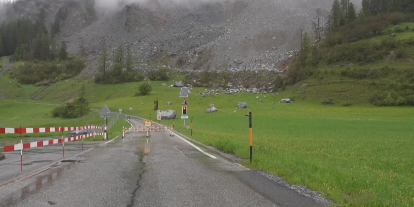 Site of potential rock fall forcing evacuation of Swiss village ...