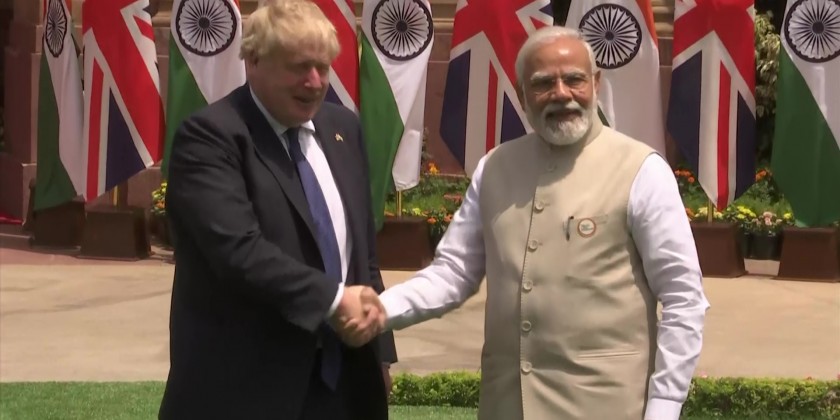 Modi and Johnson shake hands at New Delhi photo-op | Myanmar ...