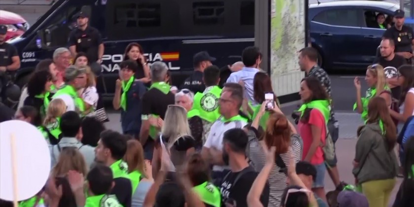 Protest against bull fighting outside Spain bull-ring | Myanmar ...