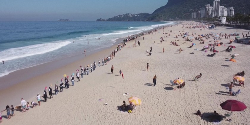 Thousands 'hug' the ocean on Brazil beach for World Ocean Day | Myanmar ...